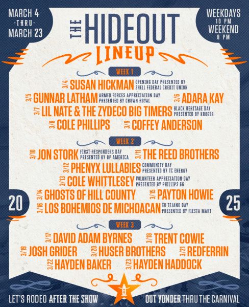 Rodeo Houston Announces 'The Hideout' Lineups